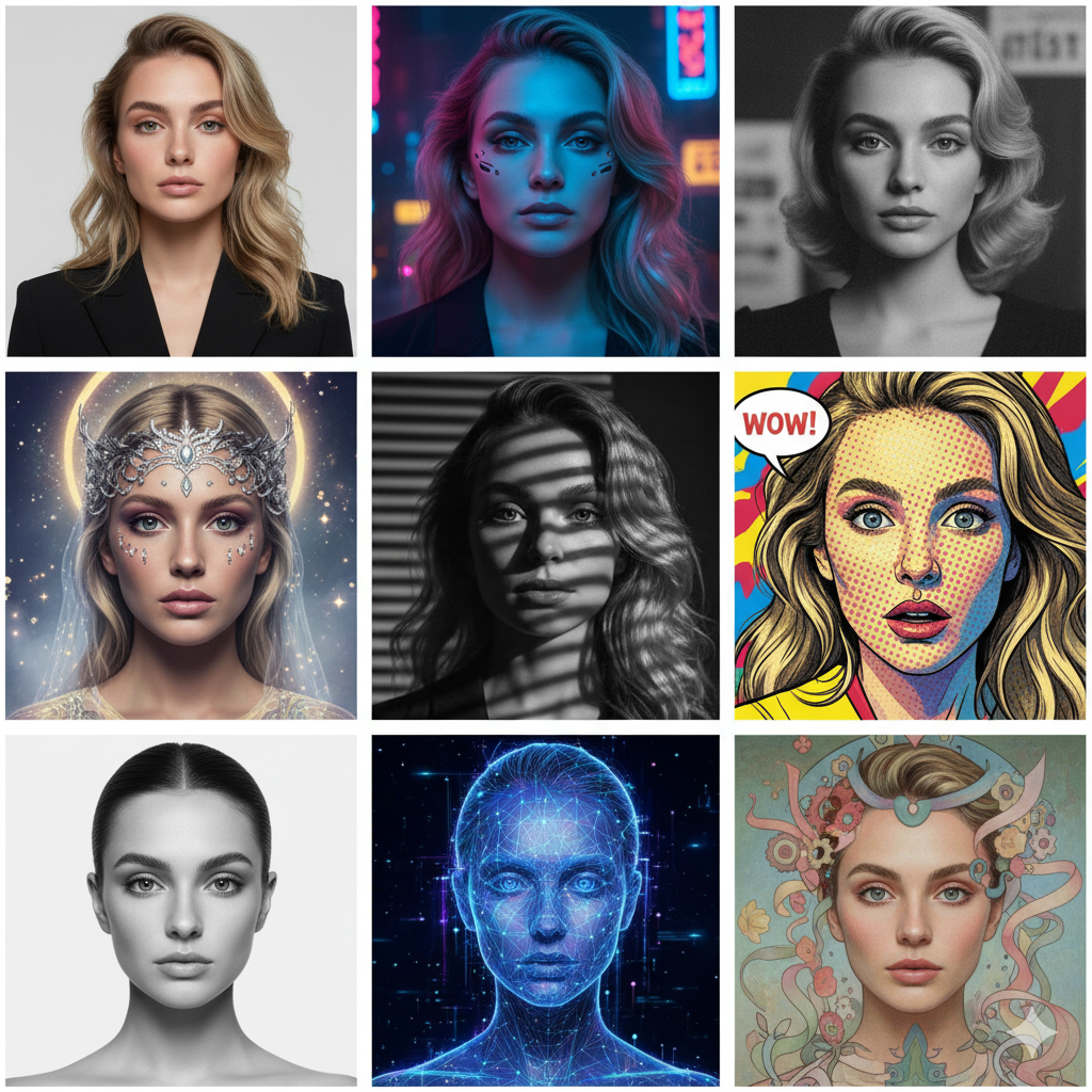 GRID 3X3 DIFERENTES ESTILOS · Prompt Models Studio