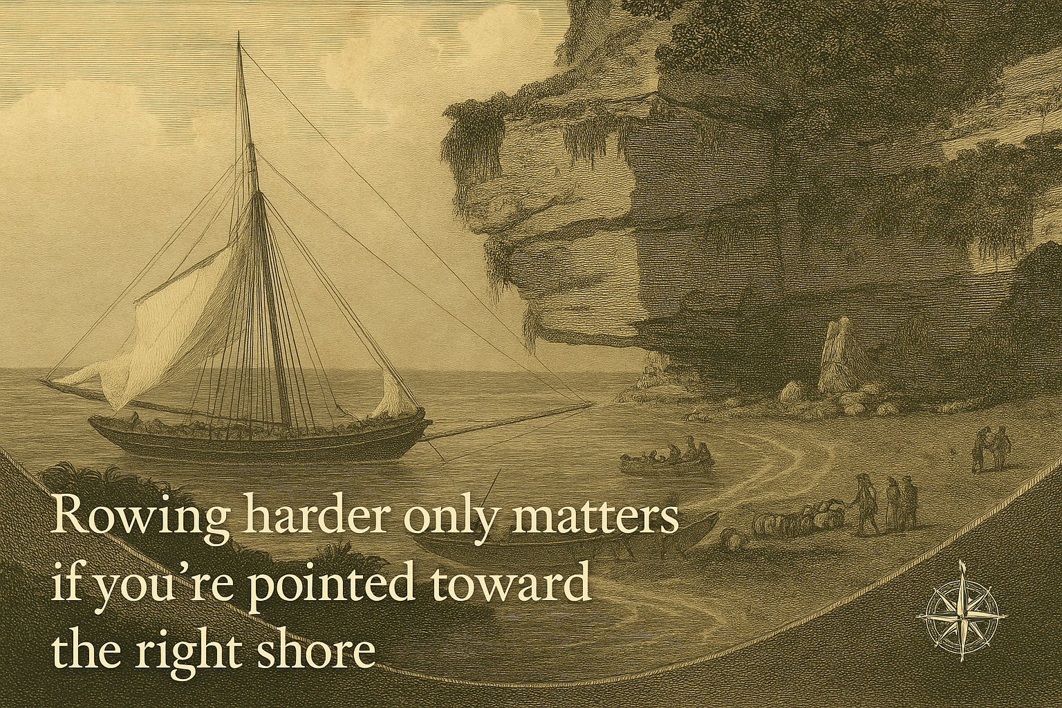 Rowing harder only matters if you're pointed toward the right shore ...