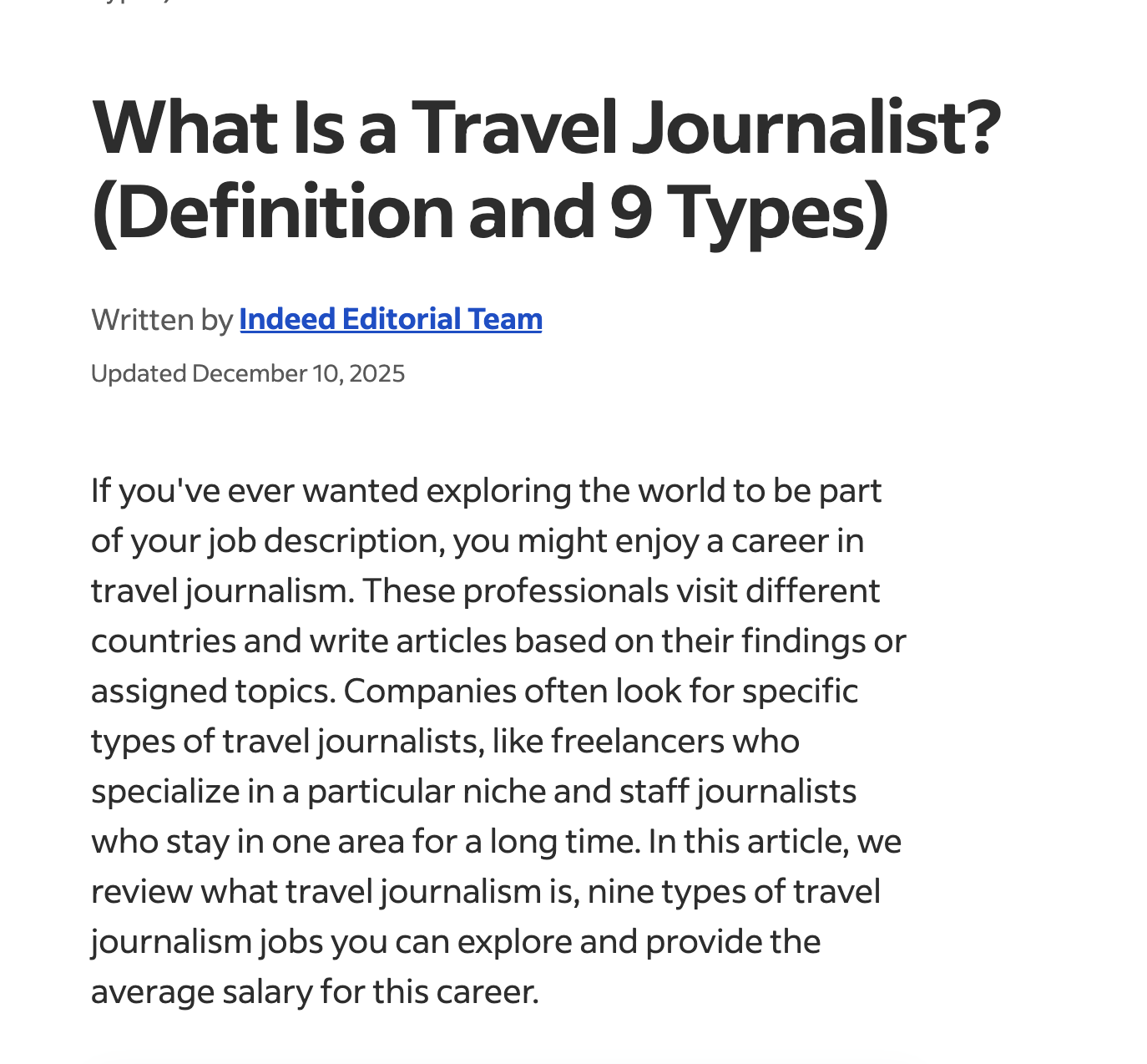 What is a Travel Journalist? · Travel Journalists