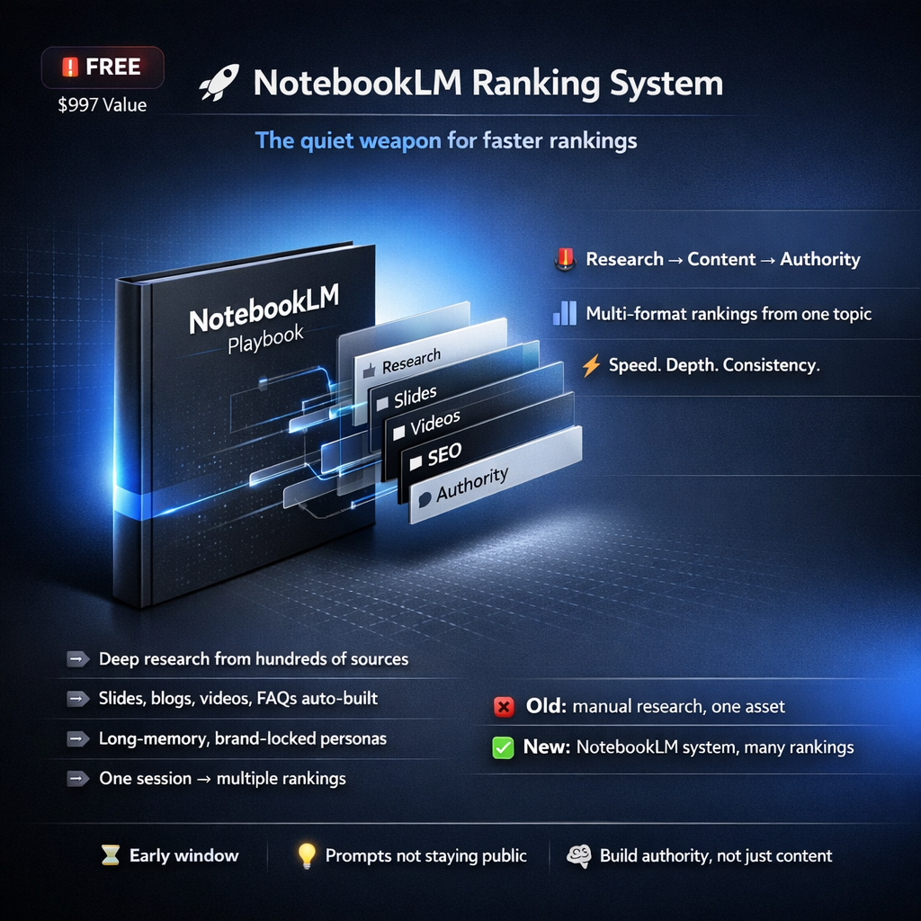 🚨 FREE NotebookLM Ranking System + Prompts Worth $997 · AI Money Lab