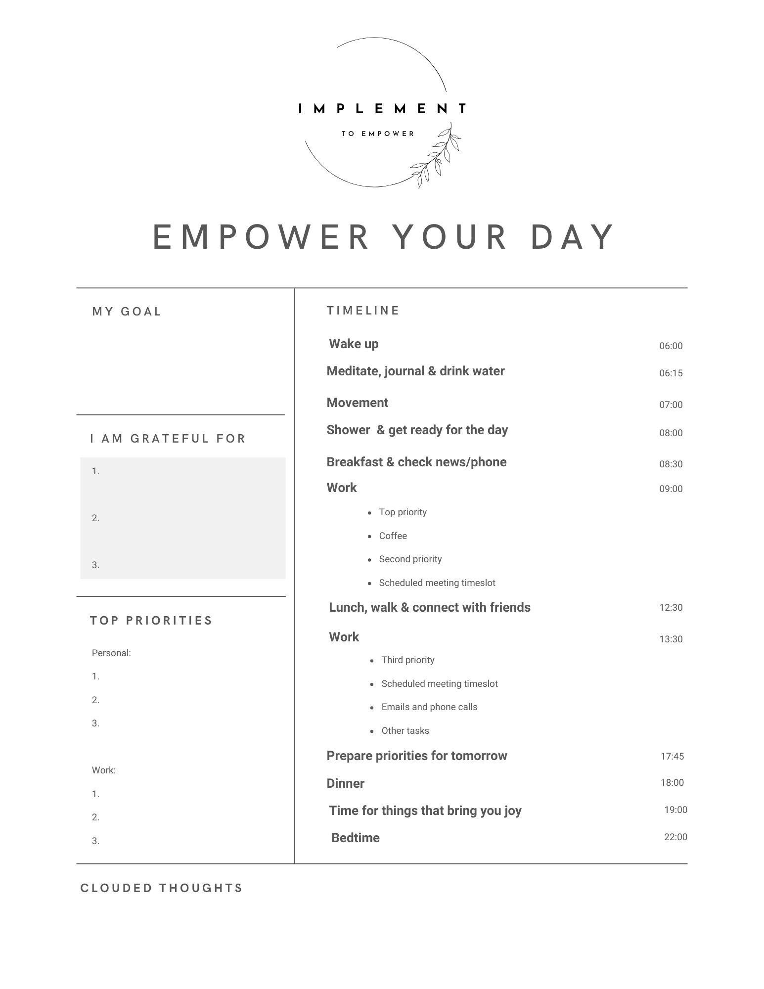 Empower Your Day: Steal my morning routine! · Implement to Empower