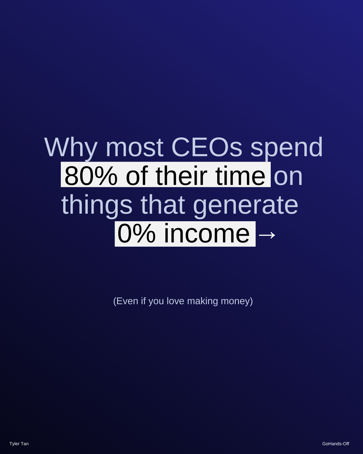 CEOs spend 80% of their time on things that generate 0% income ...