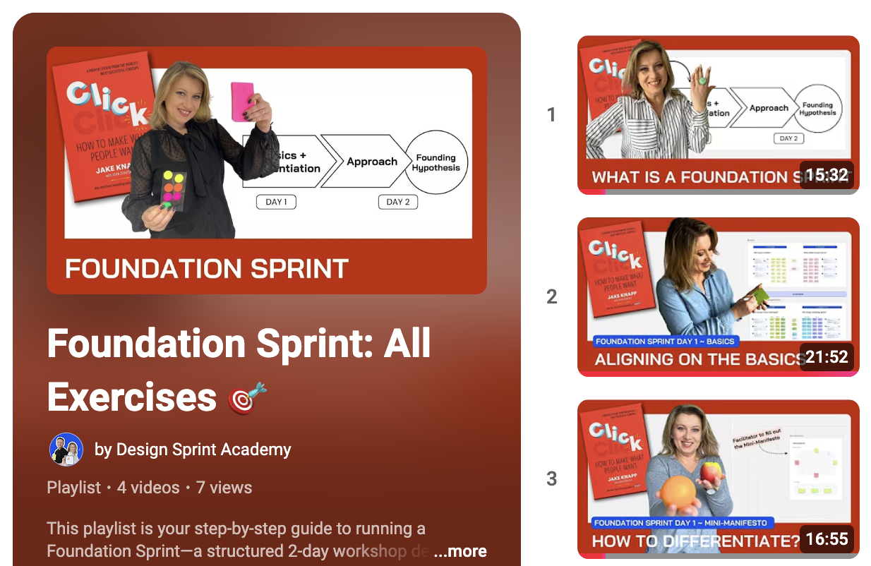 Free Video Training - Facilitating a Foundation Sprint (based on Click) · Design Sprint Masters