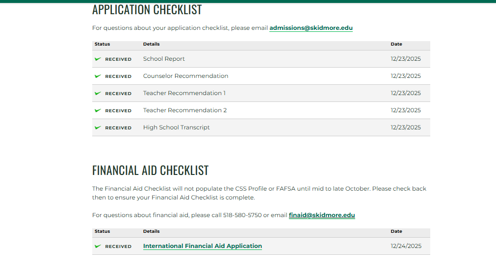 Application Checklist · Study For FREE in the USA