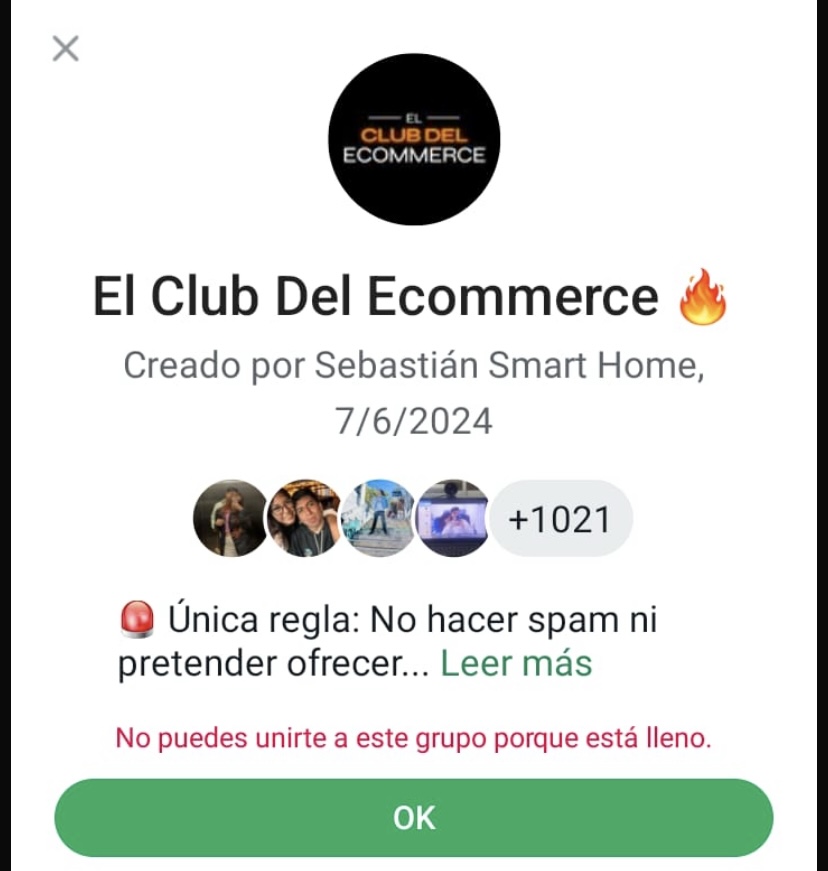 Grupo de WSP SE LLENÓ · El Club Del Ecommerce