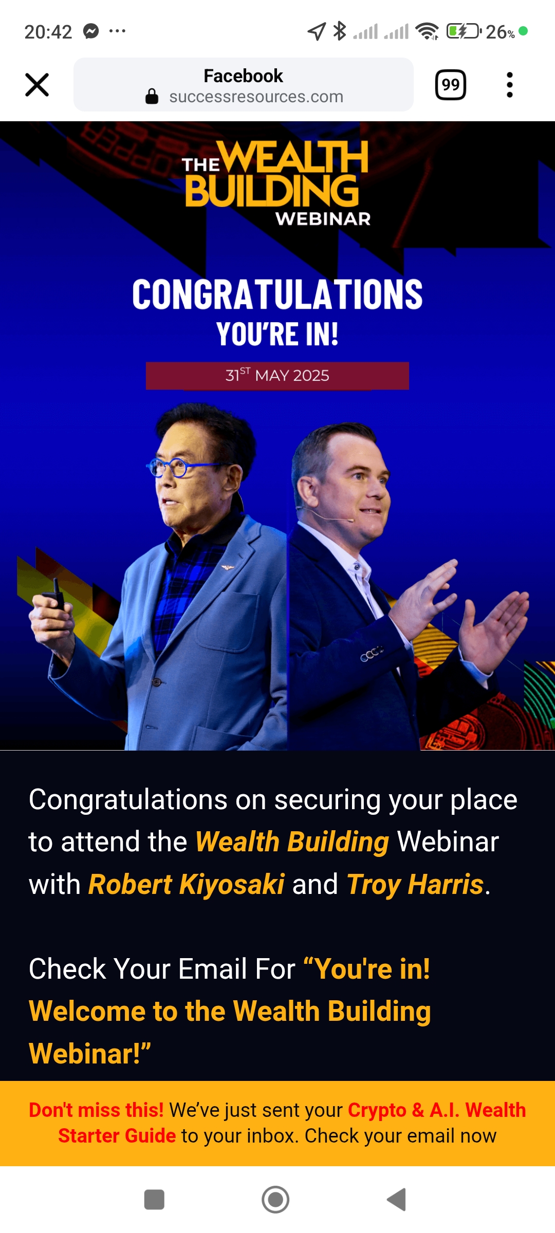 Robert Kiyosaki Free Webinar on Saturday 31st May 2025 · Wealth University