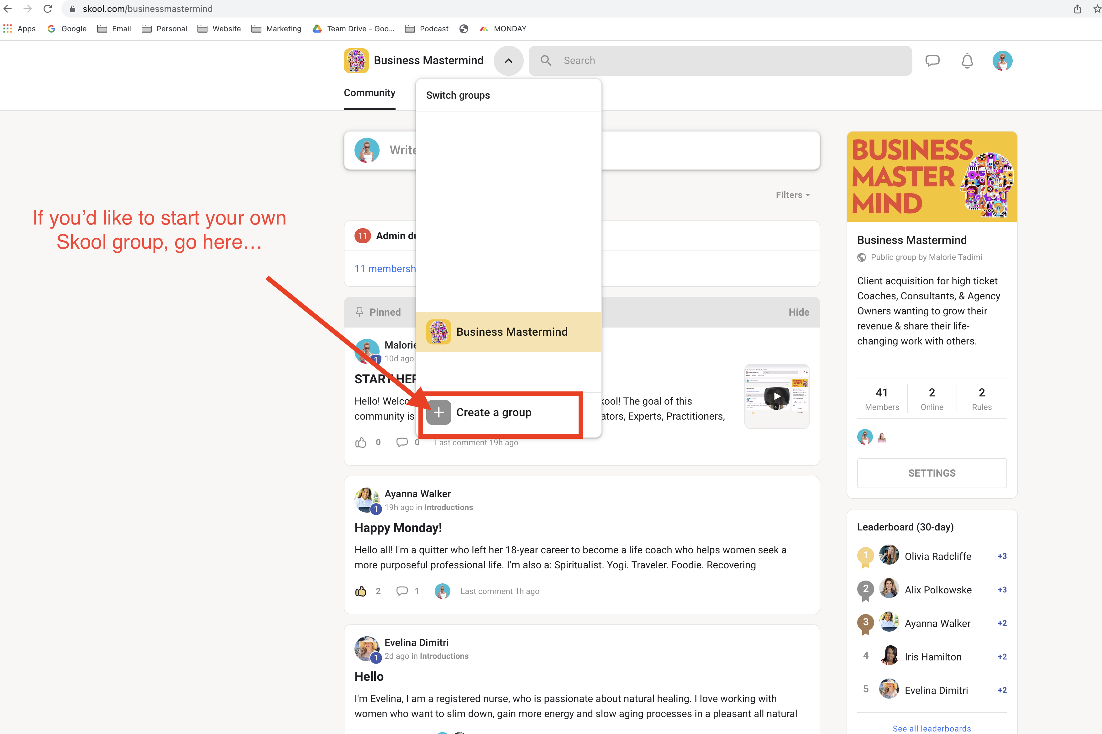 HAVE YOU STARTED YOUR OWN SKOOL GROUP YET? · Business Mastermind by Malorie
