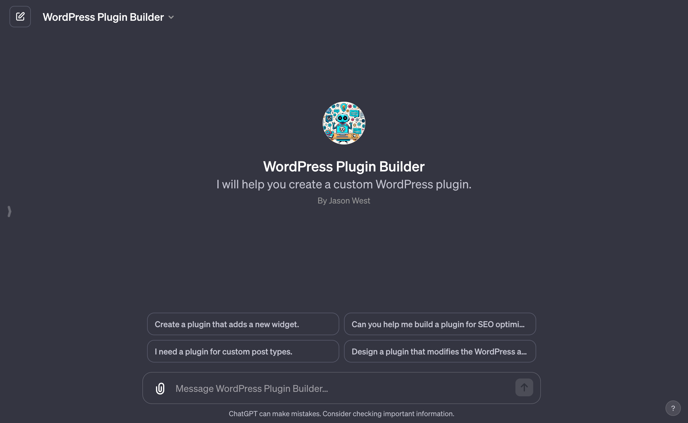 Free GPT - Wordpress Plugin Builder! 👷 · ChatGPT Users
