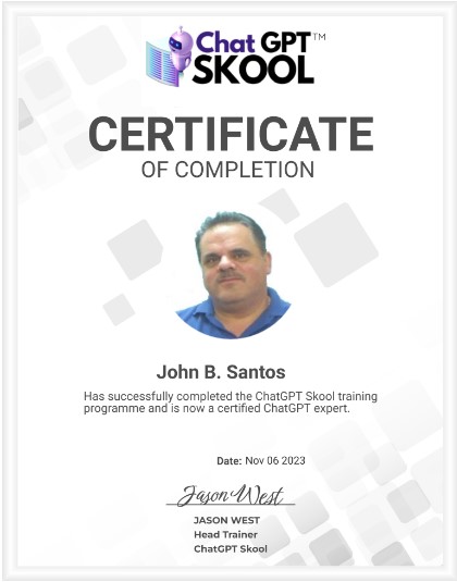 Chat GPT SKOOL CERTIFICATE. · ChatGPT Users