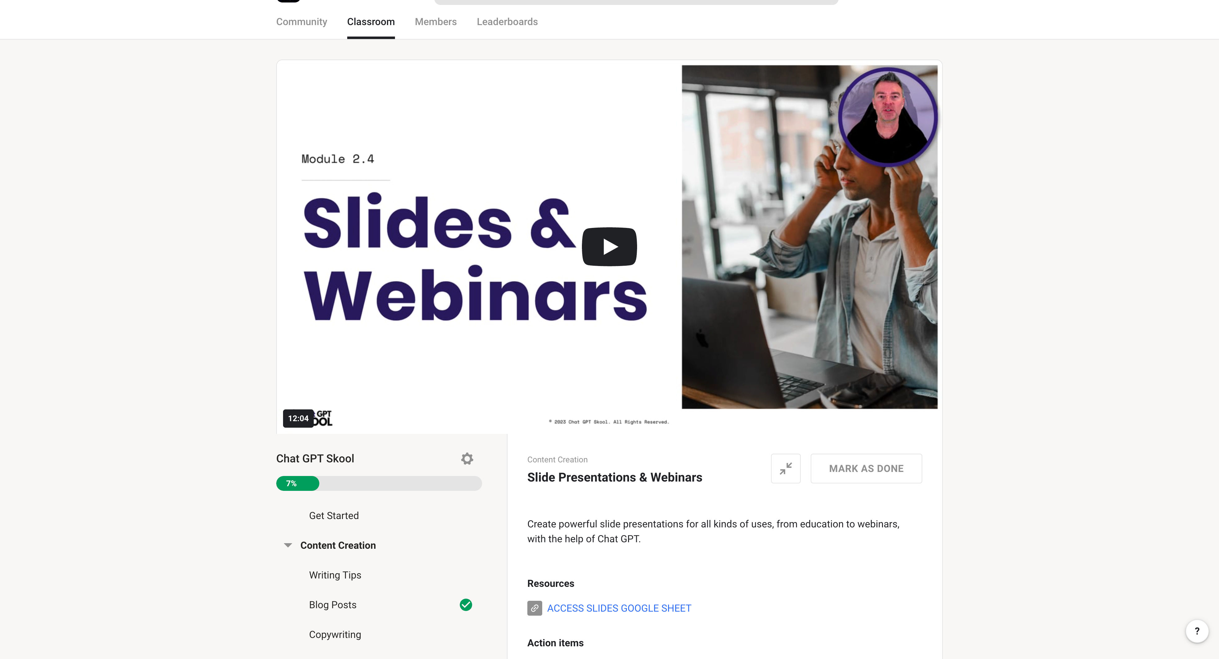 New Lesson Added to ChatGPTSkool.com - Slides & Webinars · ChatGPT Users