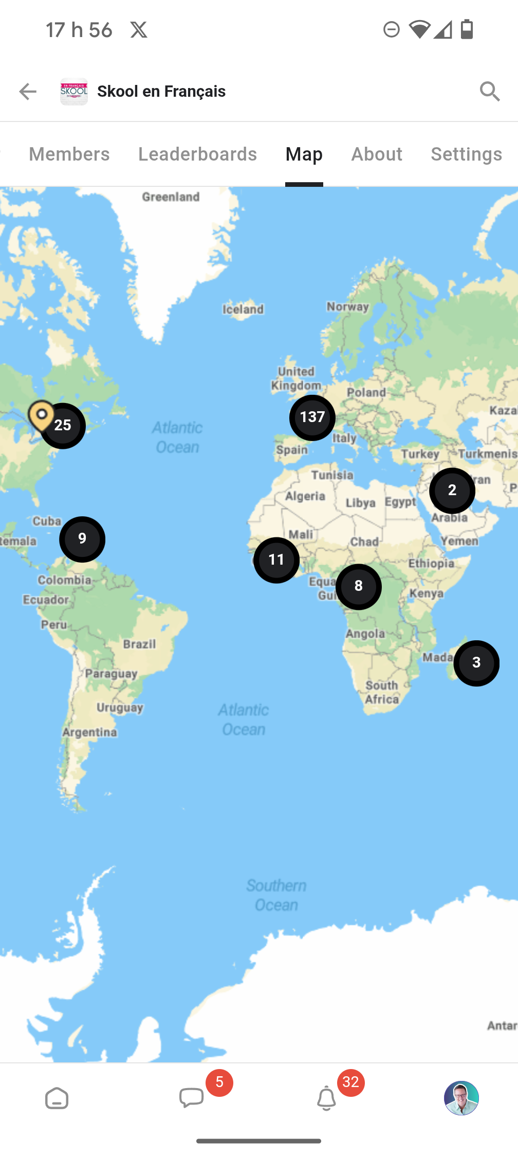 Nouveau: la map de vos membres! · Skool en Français