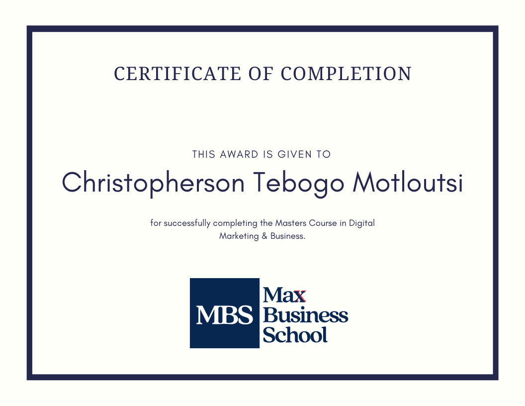 Graduation - Christopherson Tebogo Motloutsi · Max Business School™