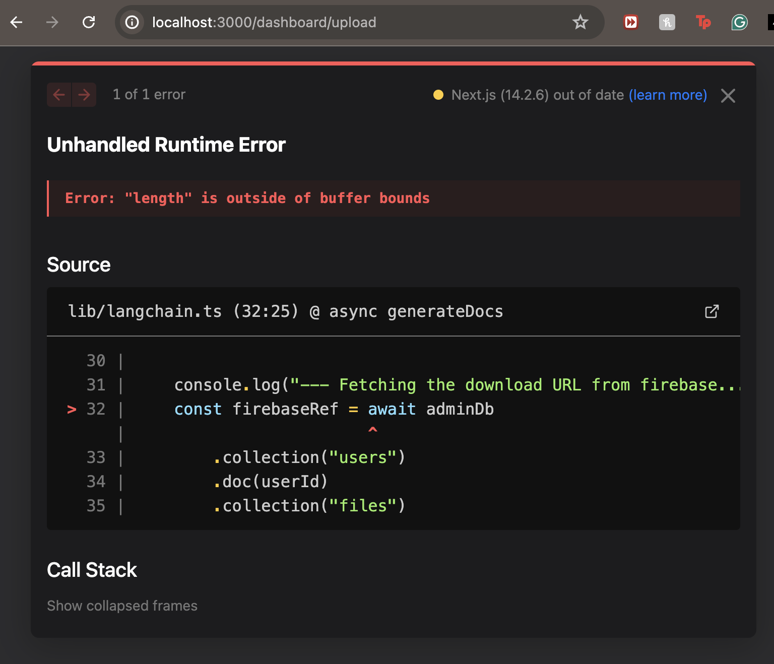 SOLVED: DAY 3: Saas App Build, Experience Error when getting document from firebase admin ...
