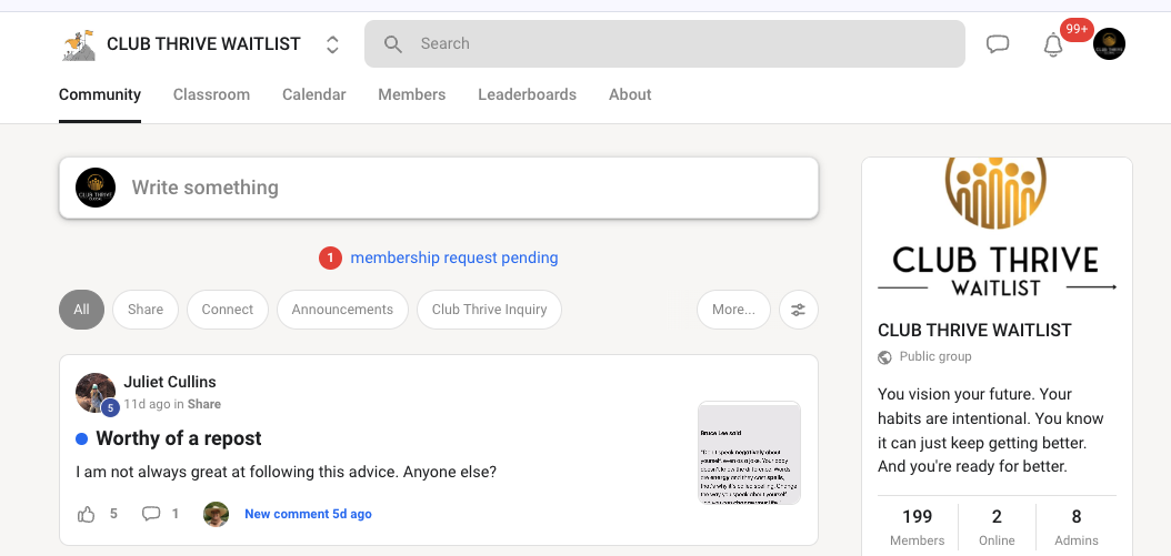 CLUB THRIVE WAITLIST · CLUB THRIVE TV