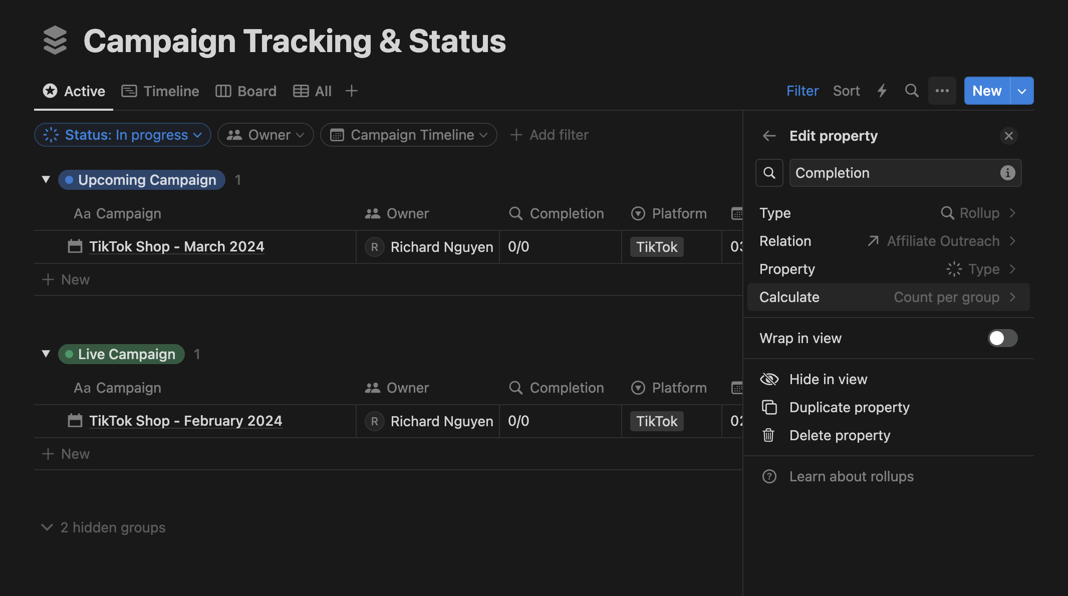 Help with Tracking a Roll-up · Notion for Productivity