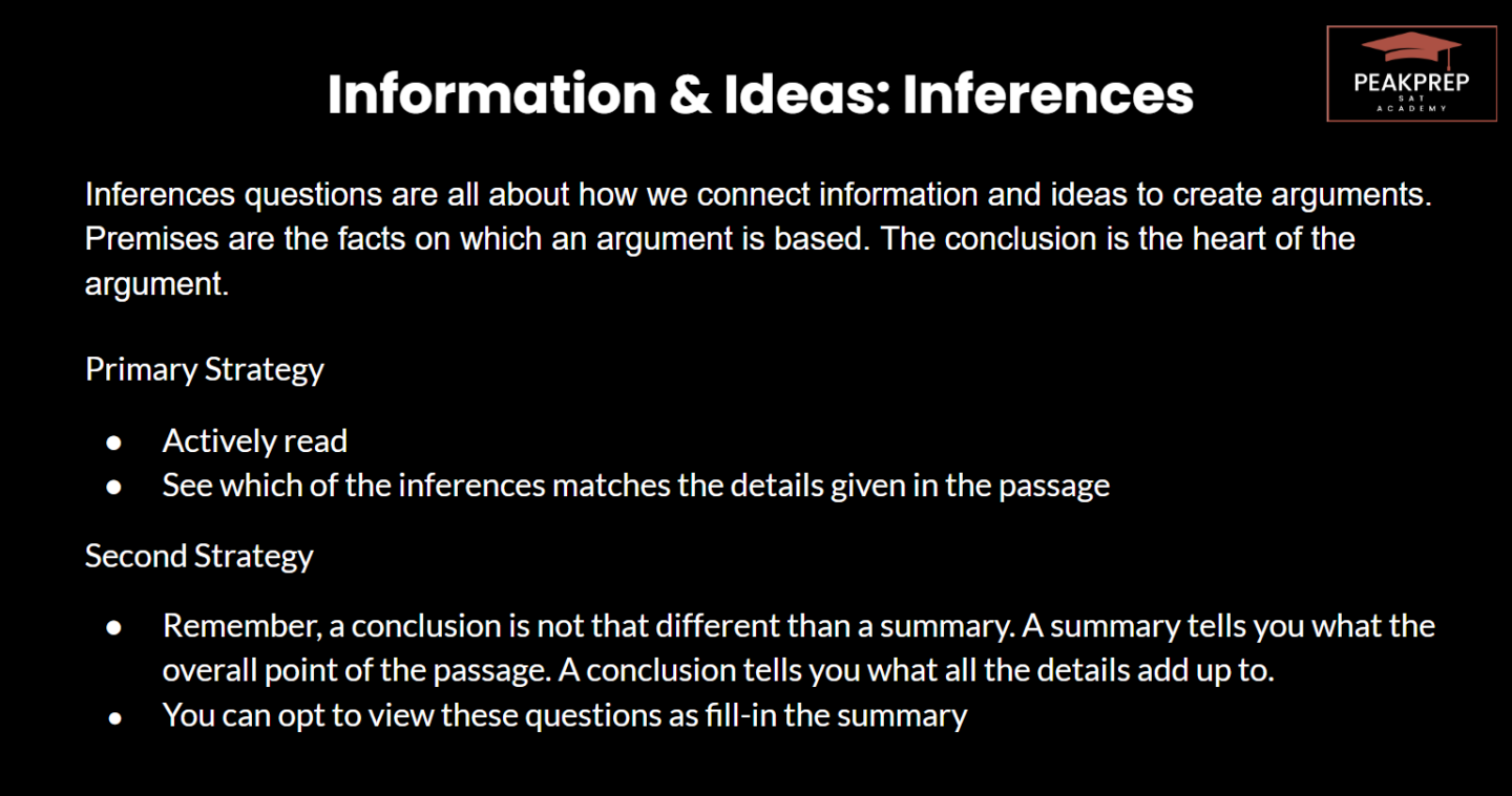 Inferences - Digital SAT FREE Reading/Writing Formula Course · PeakPrep SAT