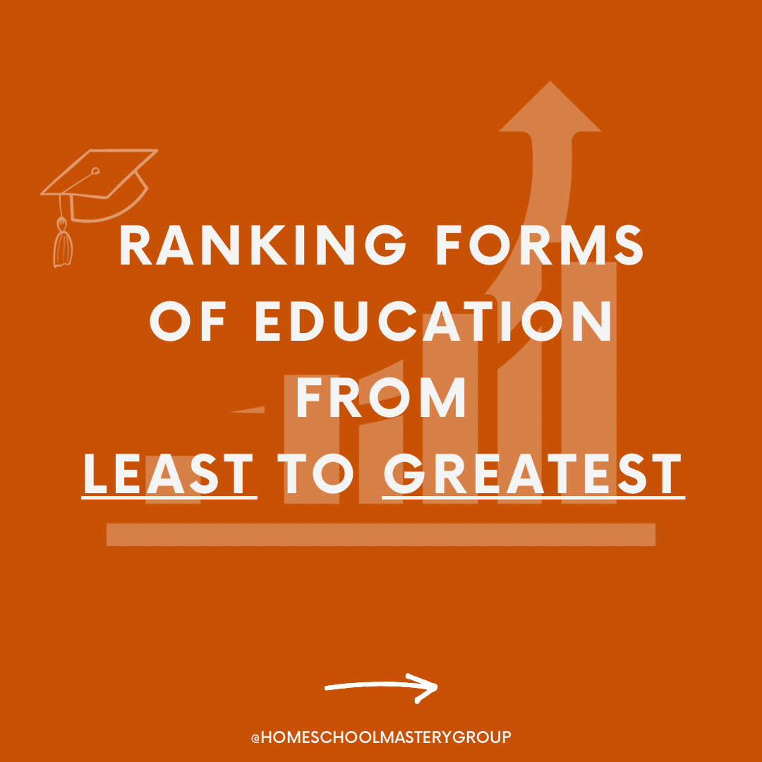 Ranking Forms of Education from Least to Greatest · 🚀 Start Homeschooling