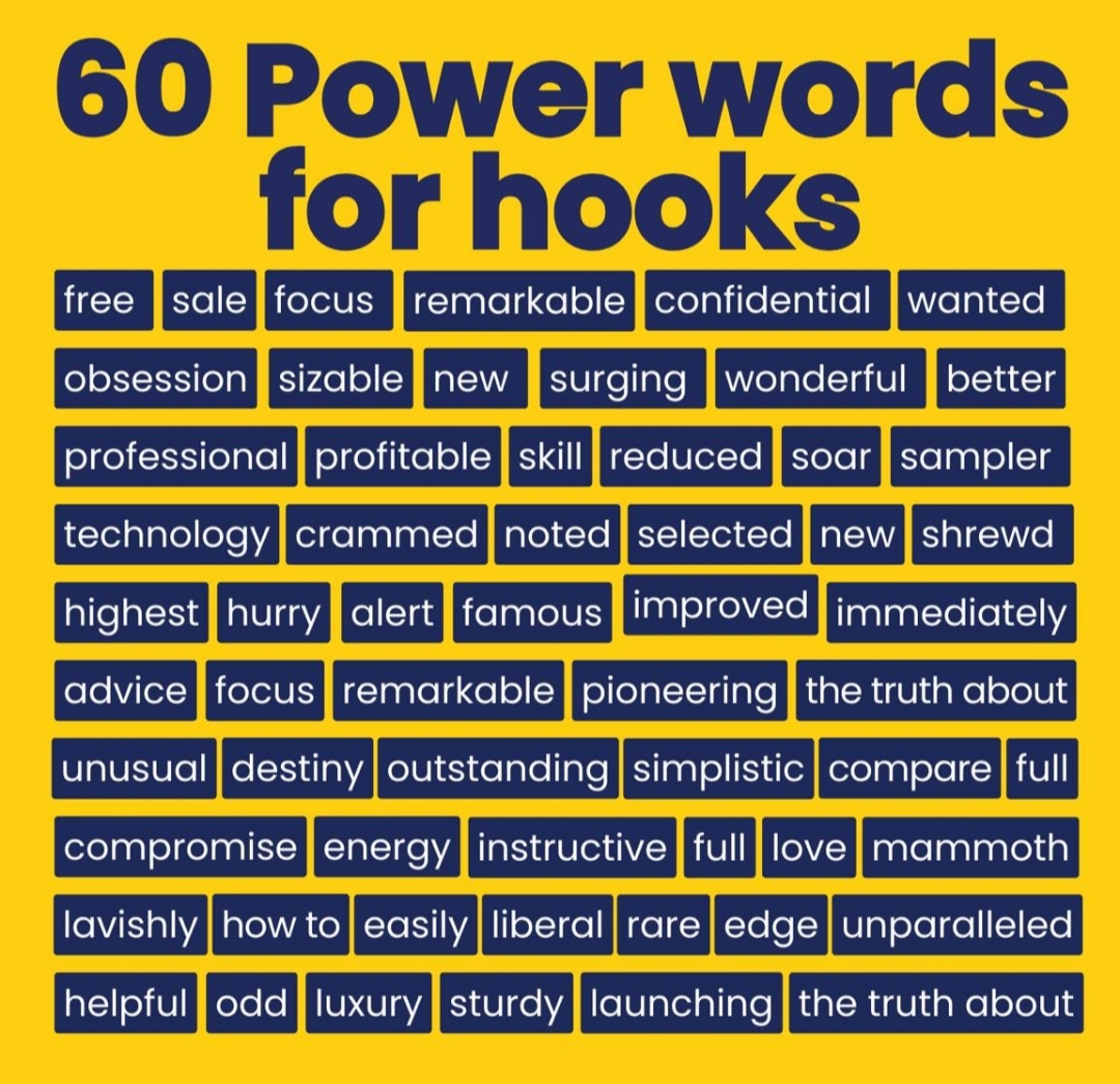60 Power words for hooks👇 · The Ambitious Girls Club