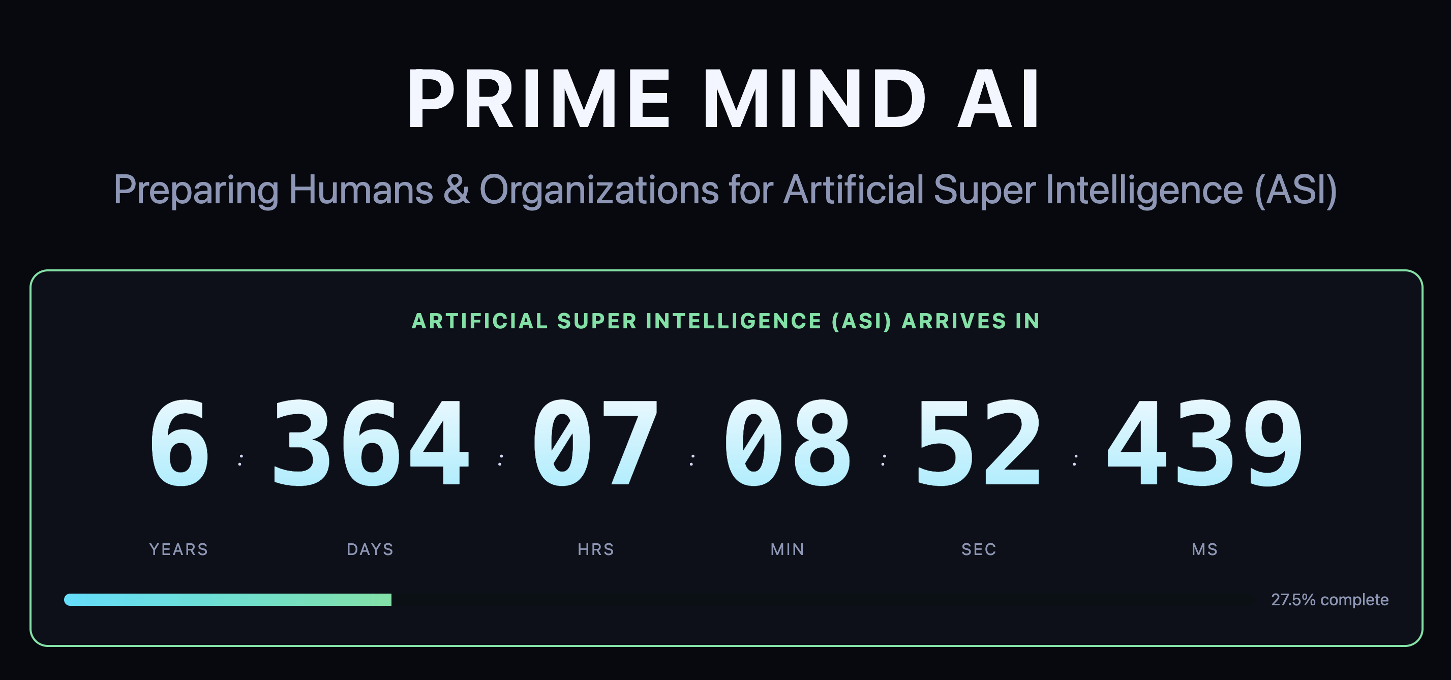 Artificial Super Intelligence (ASI) is coming in 6 yrs 364 days 07 hrs ...