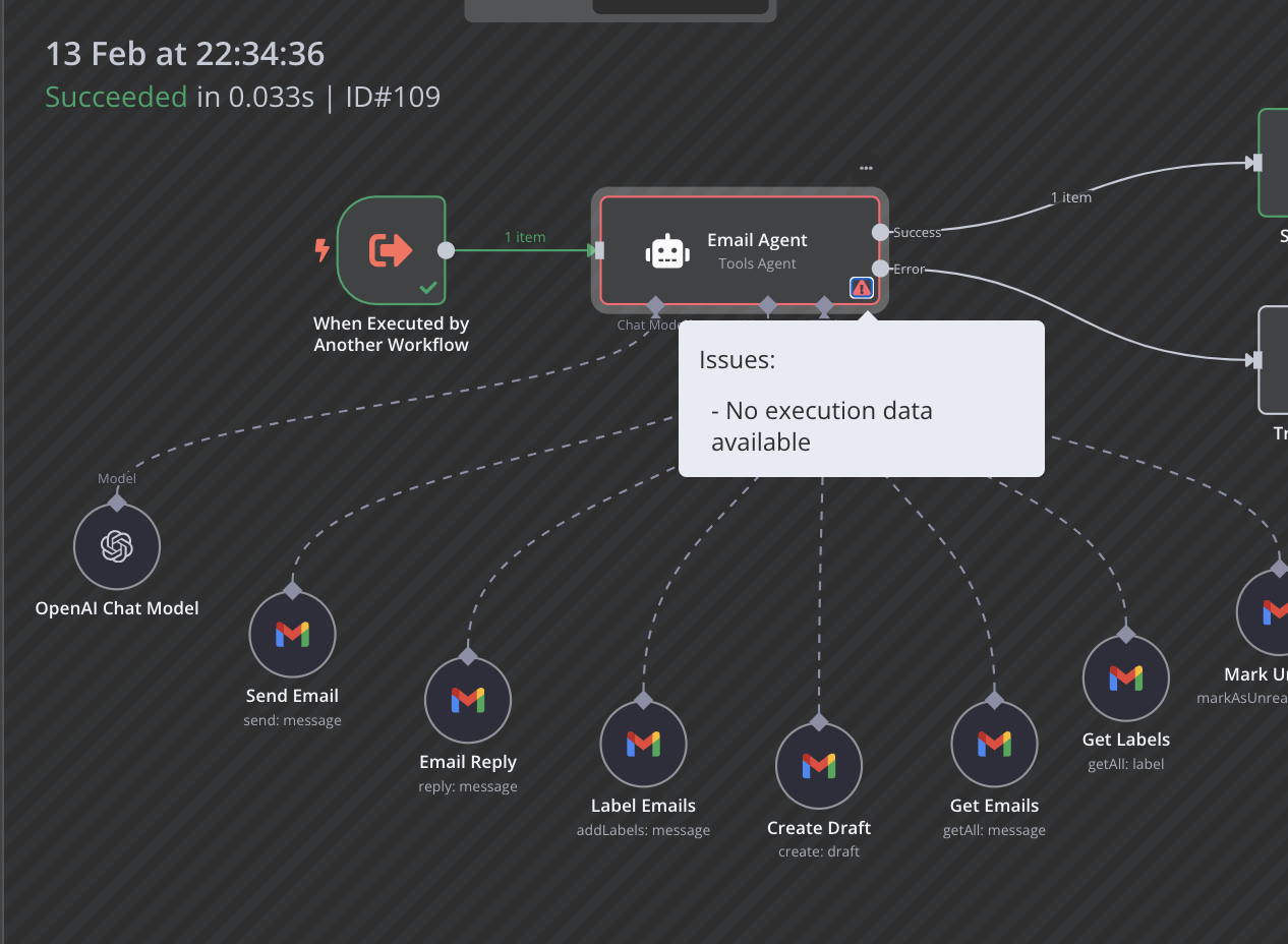 Issue: No execution data available at emailAgent · AI Automation Society