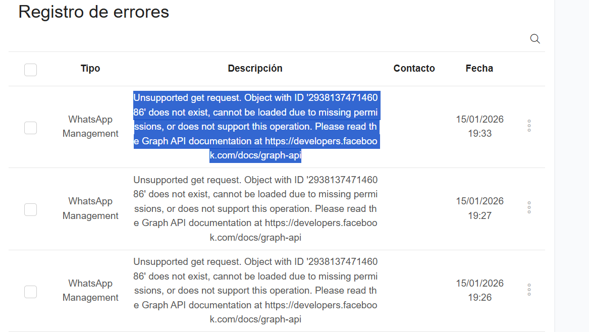 Error de conexion con Meta · Whapify Academy