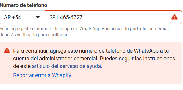 Error wp · Whapify Academy