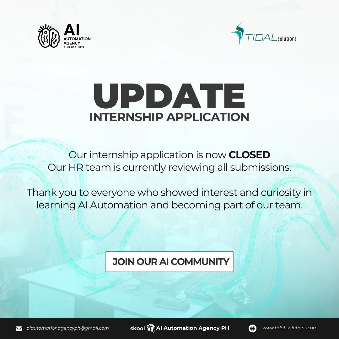 📢 Internship Application Update · AI Automation Agency PH