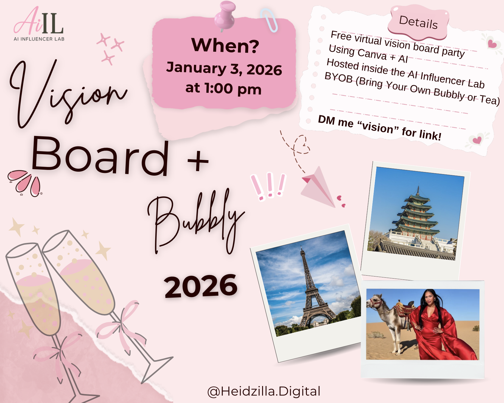 📣 ANNOUNCEMENT: Vision Board + Bubbly 2026 🥂 · Ai Influencer Lab