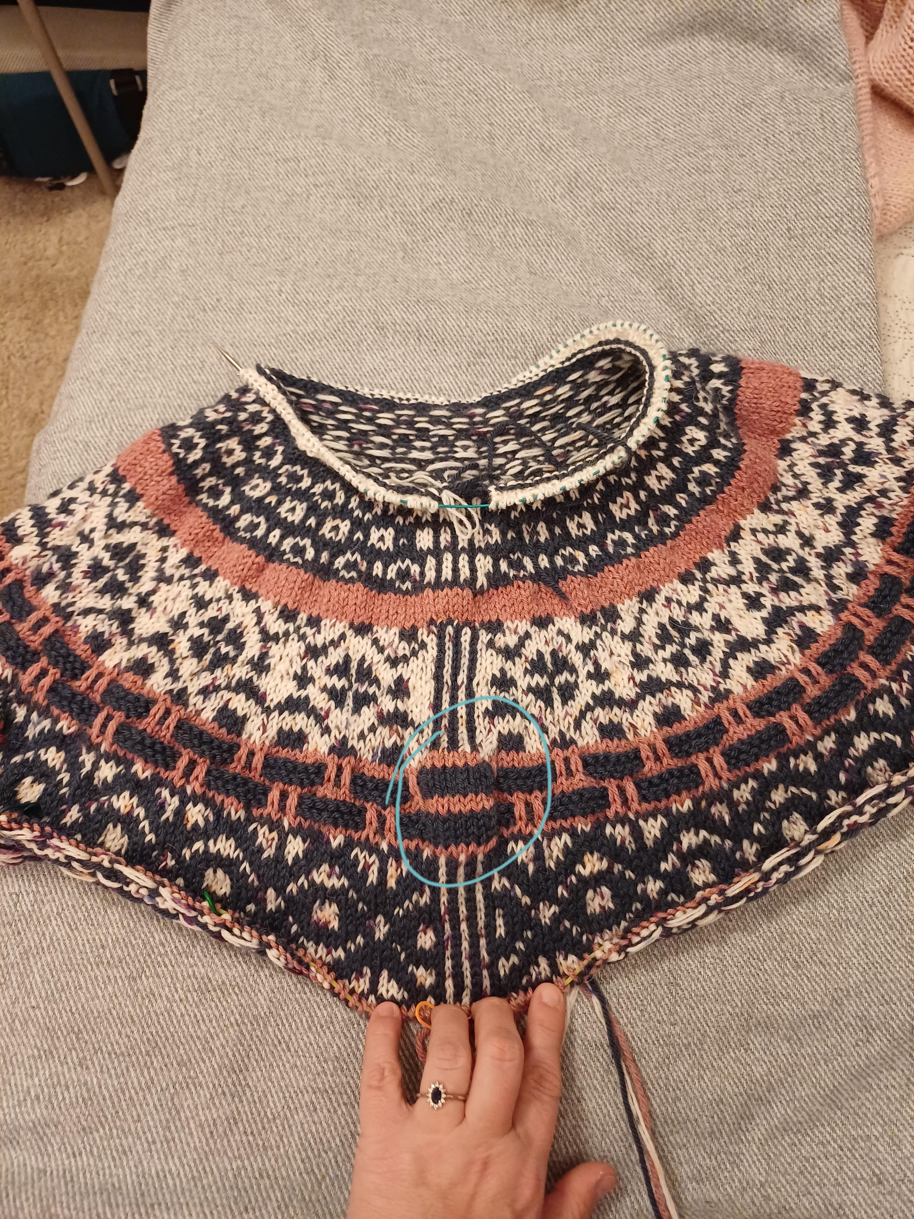 Body and sleeves separated · zaneteknits
