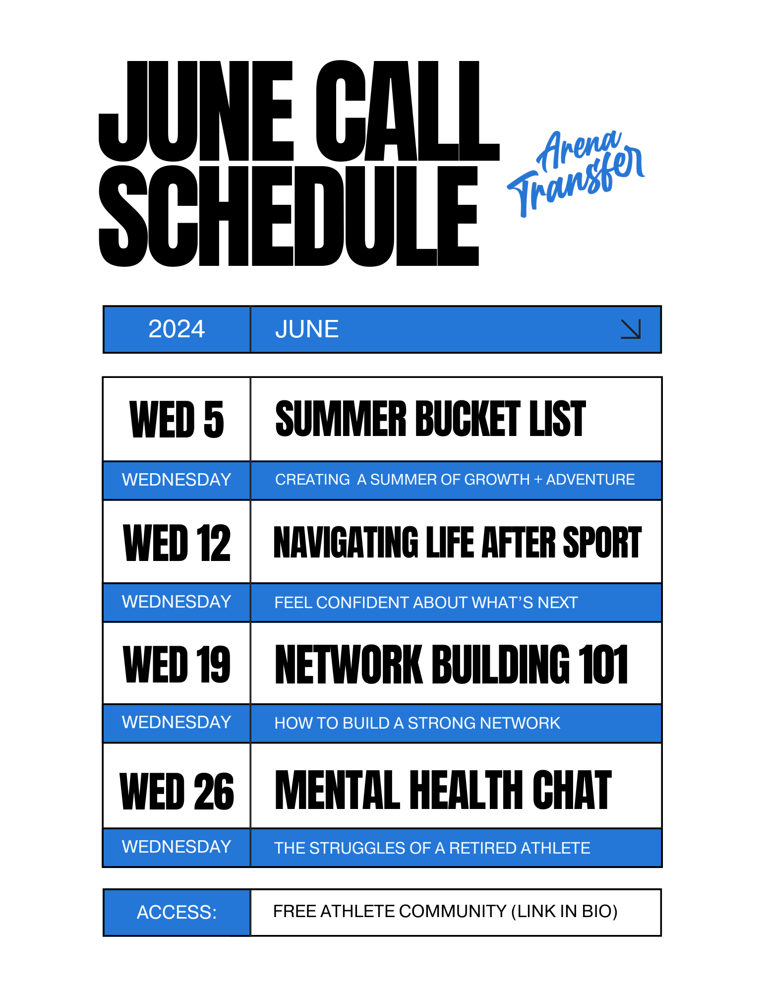 JUNE CALL SCHEDULE! · New Standrd
