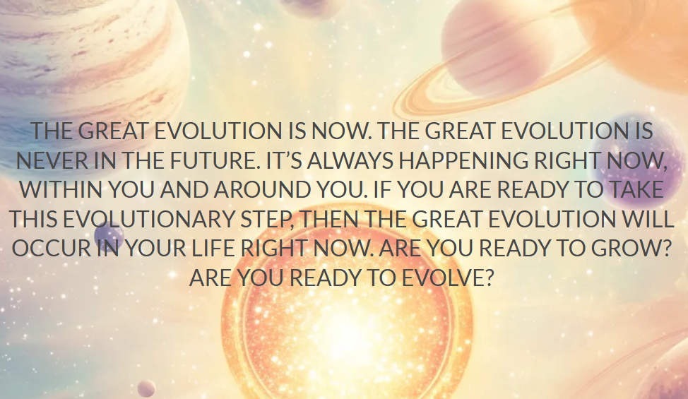 The Great Evolution is NOW, not after a hundred thousand years or ...