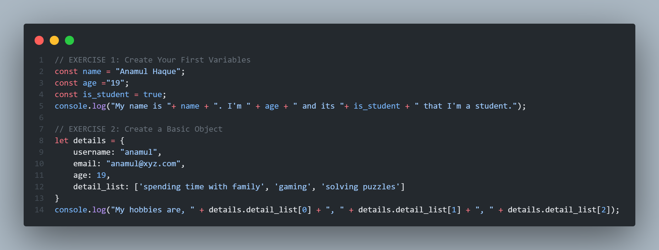 exercise 1 & 2 · Dev Skool Community