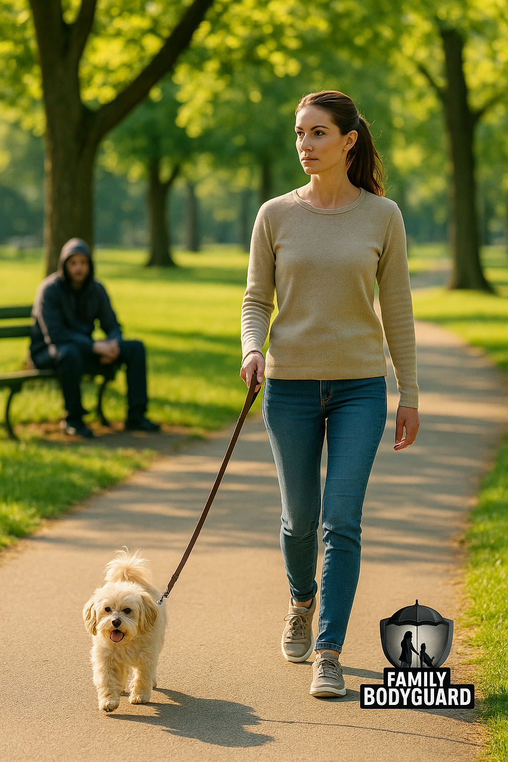 Stay safe walking your dog. · Family Bodyguard