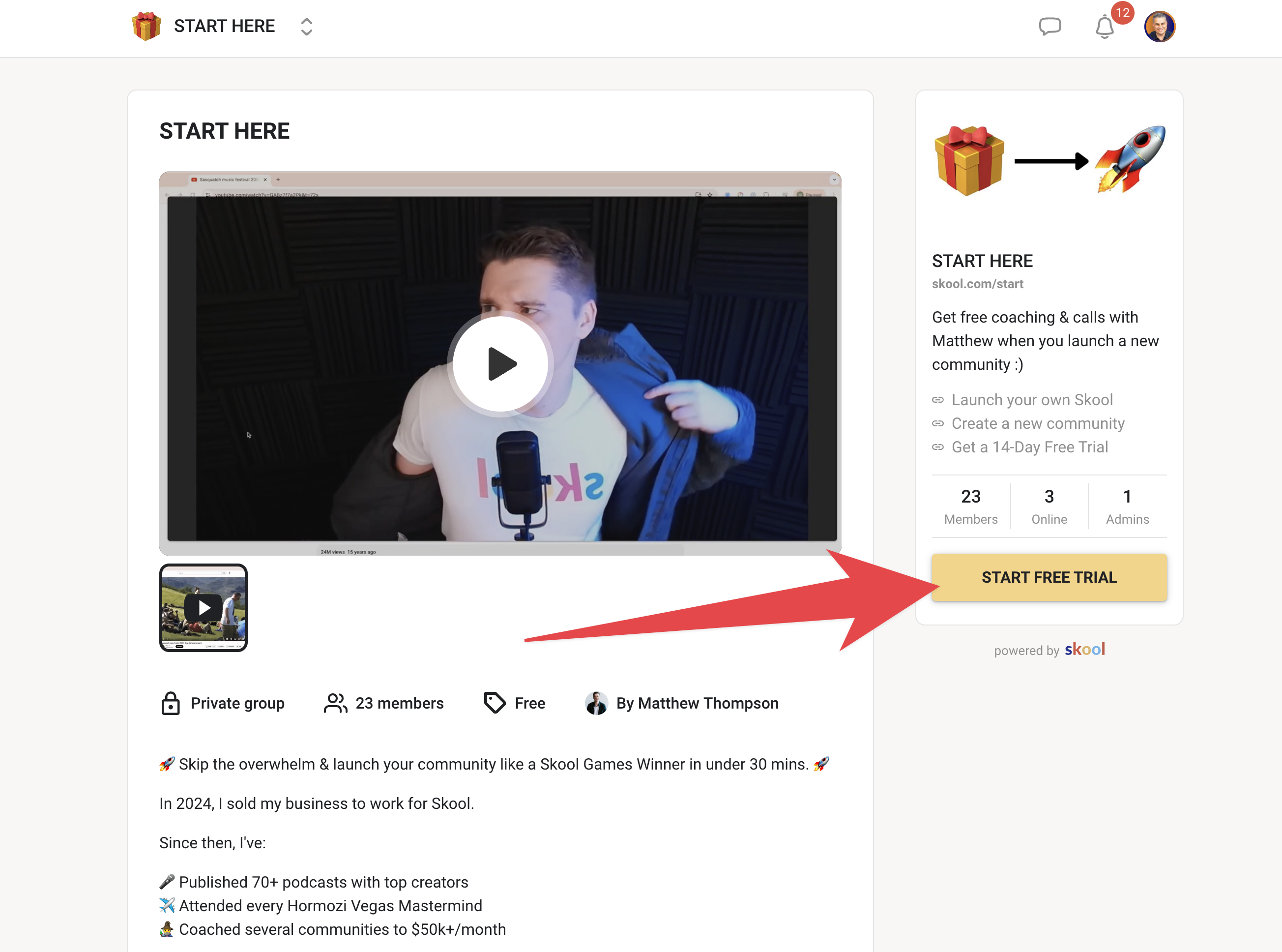 ️ Free Trials · Educate with Skool