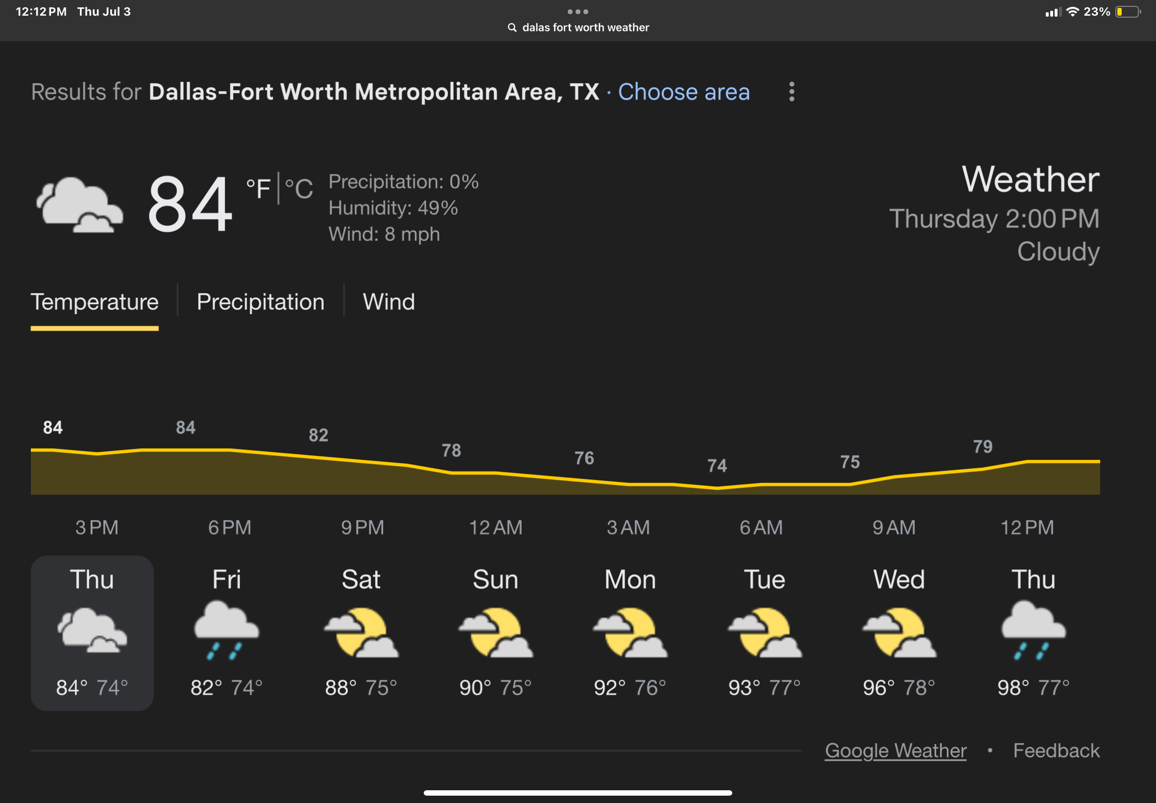 Cloudy day and some beautiful temperatures! · Moving to Dallas/Fort Worth