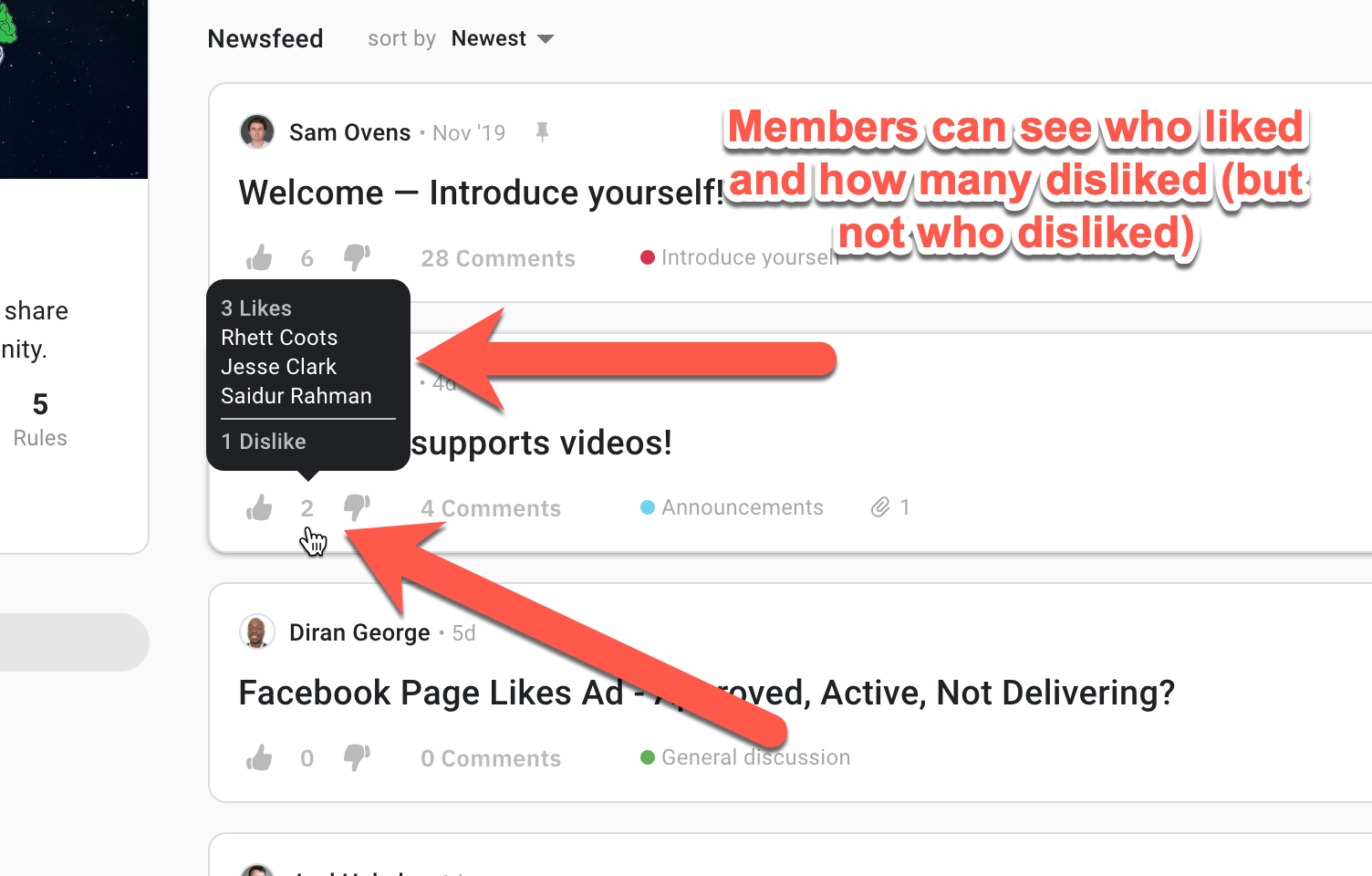 Now you can see who liked/disliked your posts or comments · Skool Community