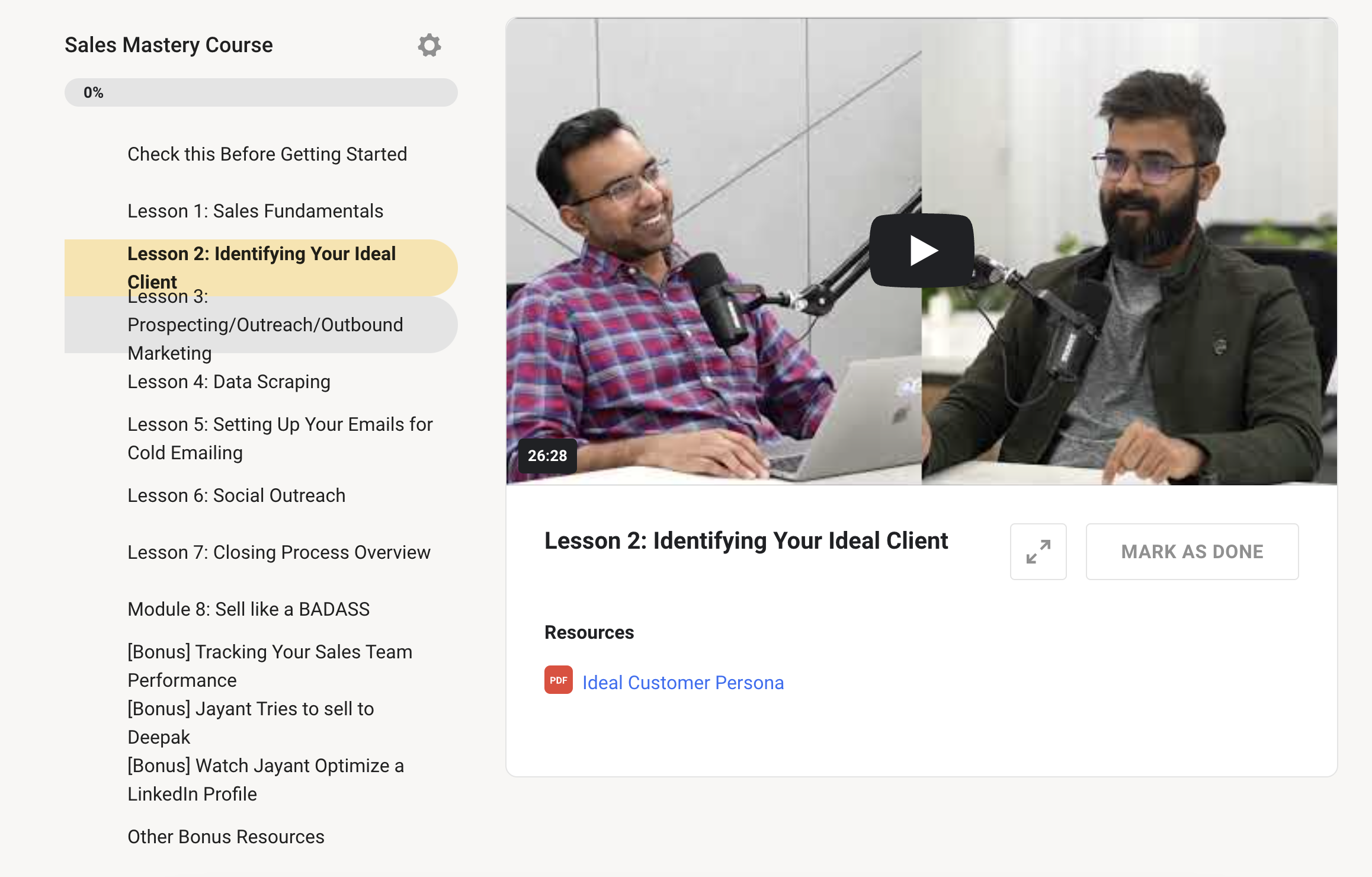 Lesson titles UI in classroom · Skool Community