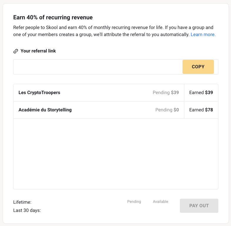 Affiliate link gone missing · Skool Community