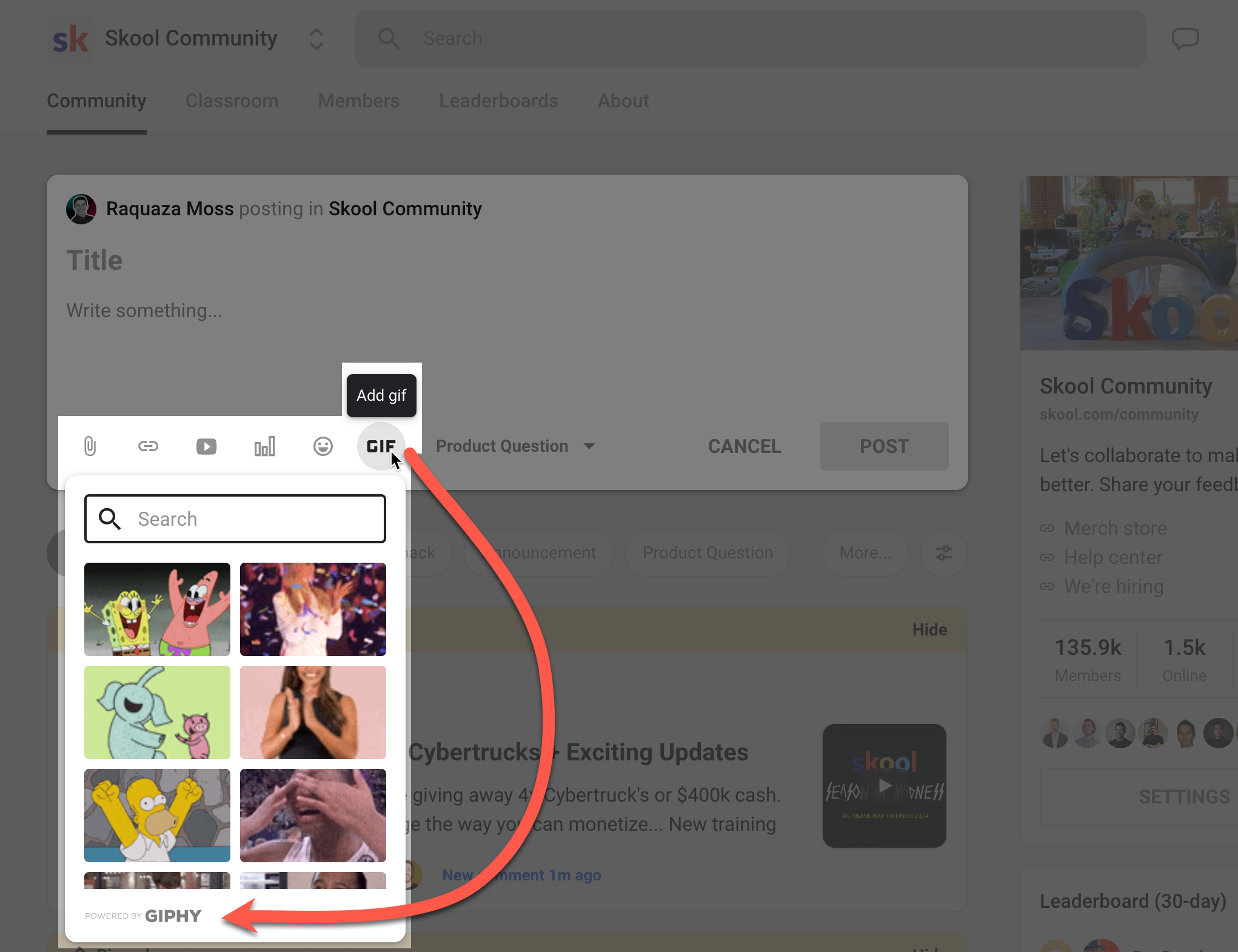 Adding Gifs to Skool (without 'add gif' Giphy plugin) · Skool Community