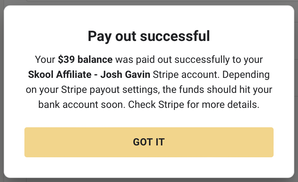 First Affiliate Payout ️ · Skool Community