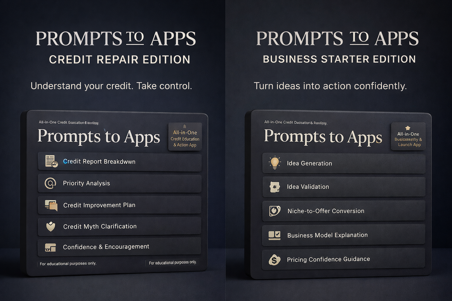PROMPTS TO APPS: STARTER SUITE · Credit Freedom Society
