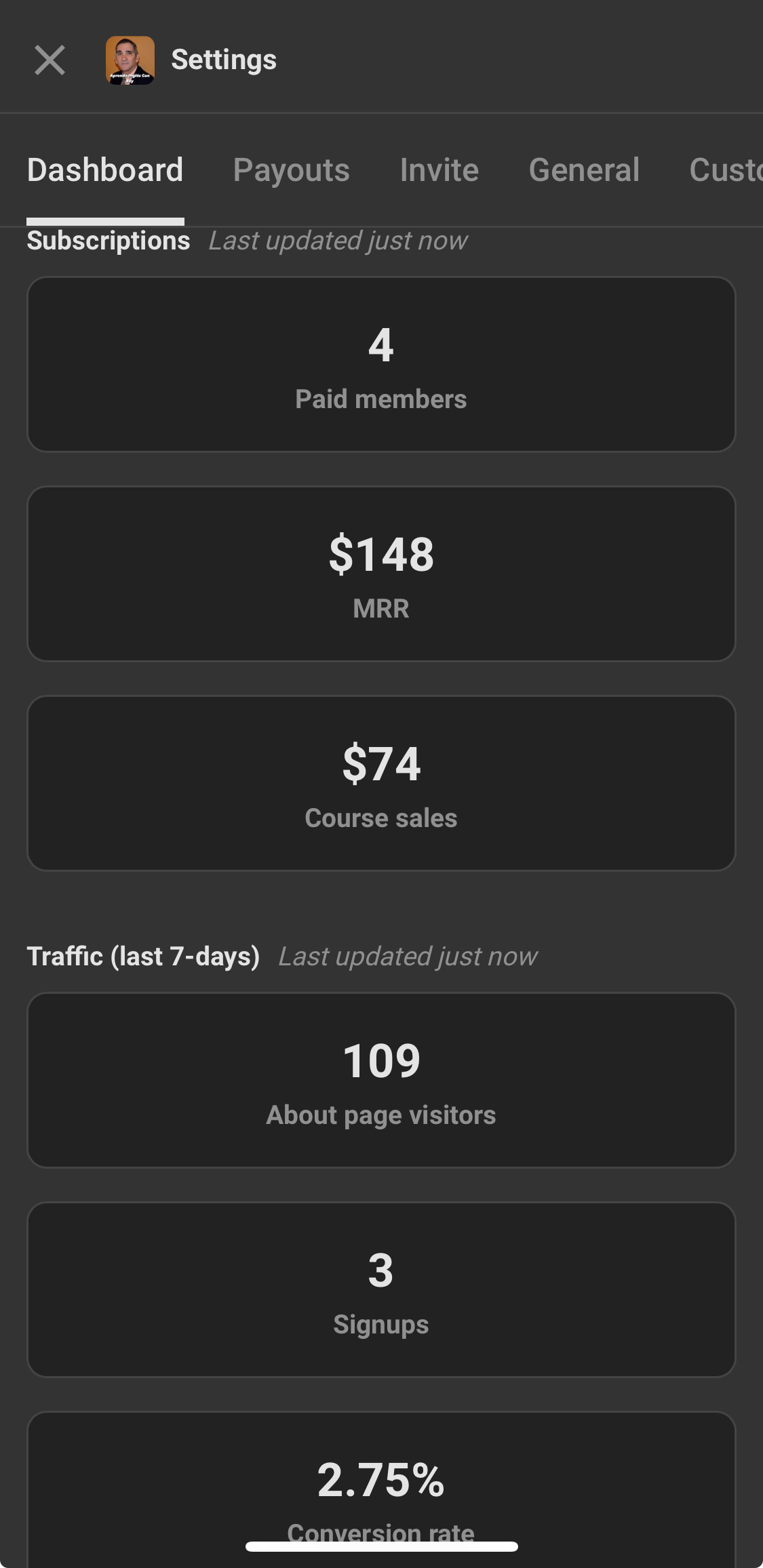 Excited for my progress so far · Creator Kashflow Circle