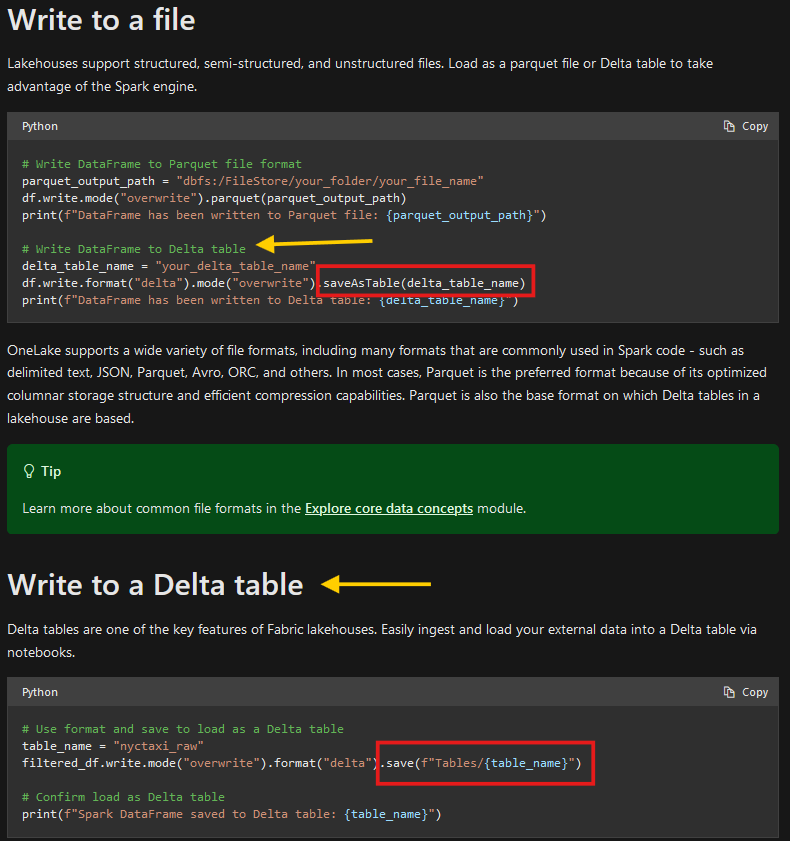 Delta Tables/Files · Learn Microsoft Fabric