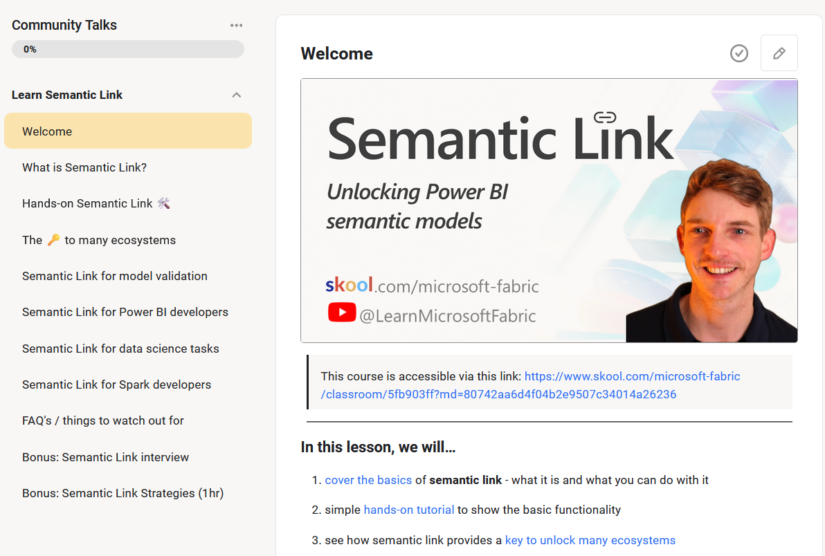 New course released: Semantic Link community talk · Learn Microsoft Fabric