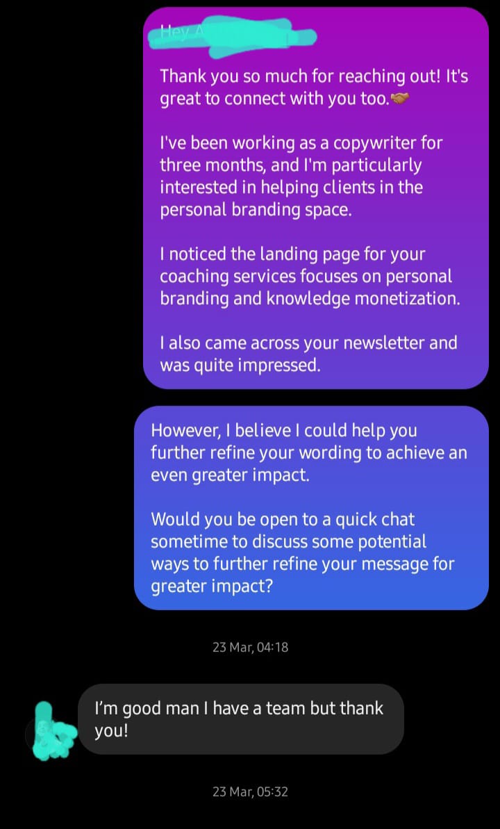 Outreach help · 4D Copywriting Community