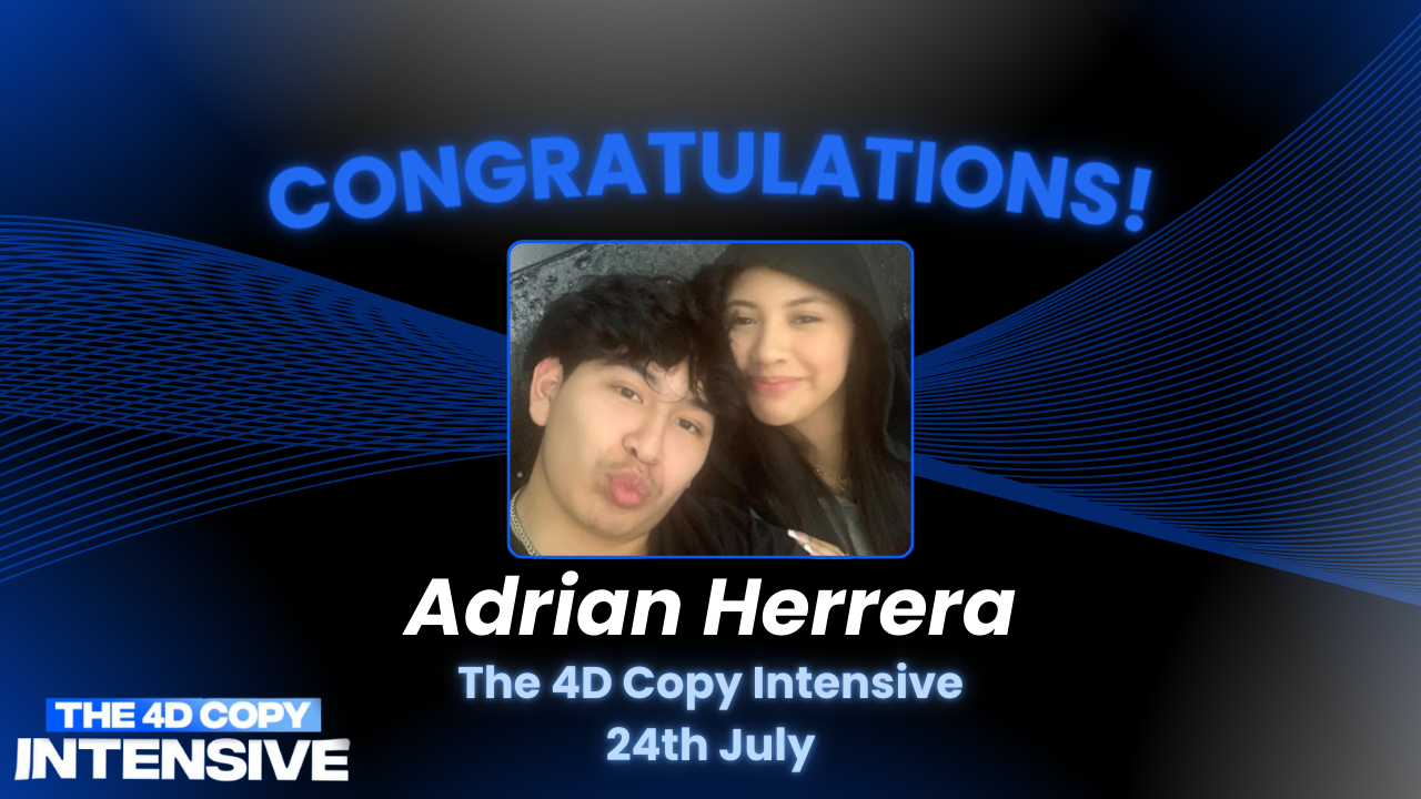 🔥 Big up for Adrian who made it inside the 1-on-1 4DCI Mentorship! · 4D Copywriting Community