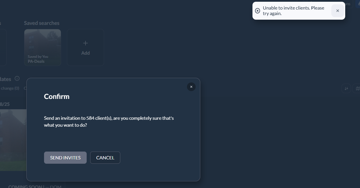 Zenlist Email Invites (Error) · InvestorFee